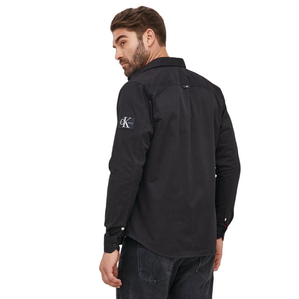 CALVIN KLEIN JEANS MONOLOGO BADGE RELAXED SHIRT ΠΟΥΚΑΜΙΣΟ ΑΝΔΡΙΚΟ BLACK