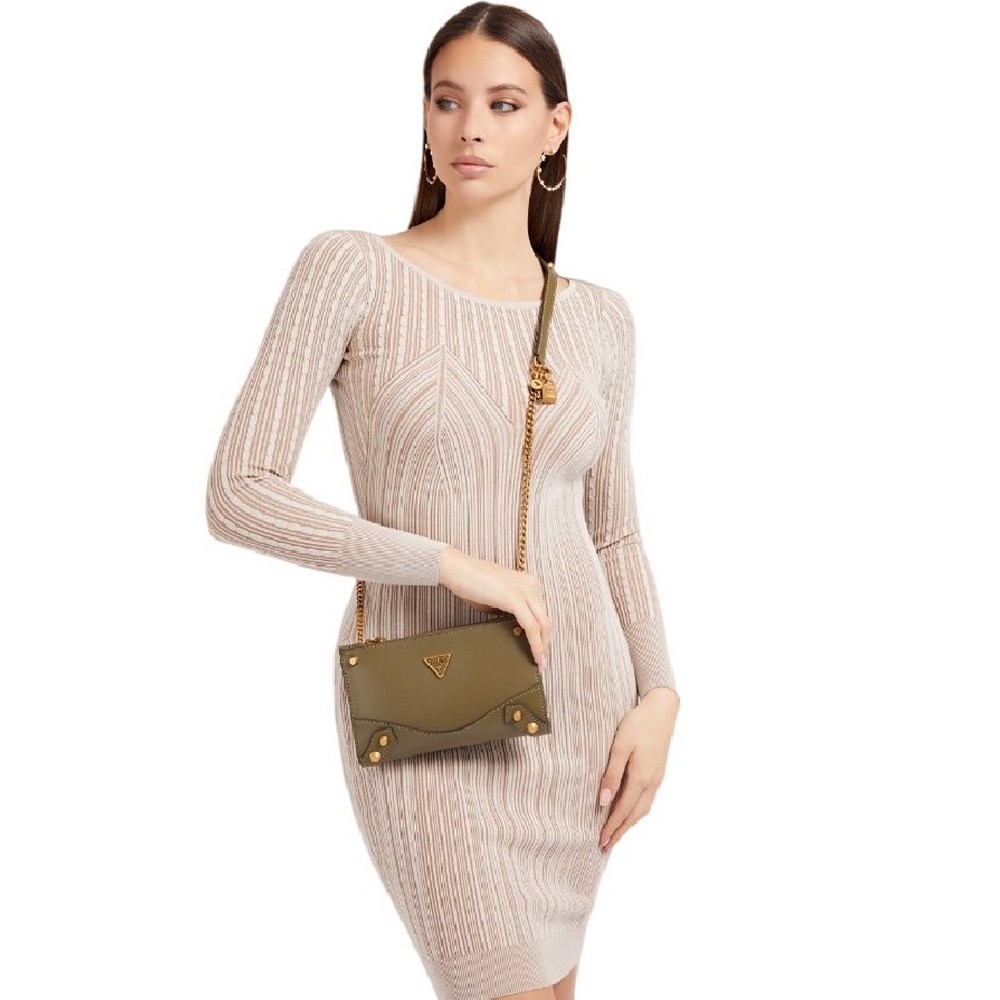 ΤΣΑΝΤΑ AMANTEA TOP ZIP CROSSBODY ΓΥΝΑΙΚΕΙΑ GUESS OLIVE