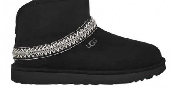 UGG CLASSIC MINI CRESCENT ΧΑΜΗΛΗ ΜΠΟΤΑ BLACK